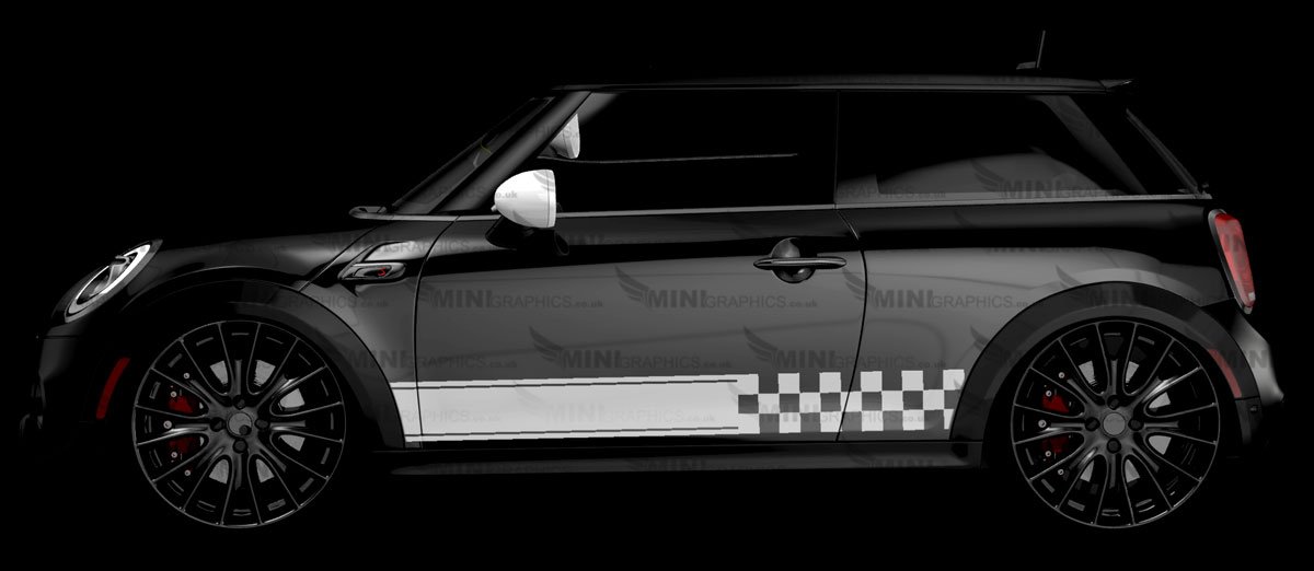 MINI Graphics Side Stripes - Stripe to Checks Pattern